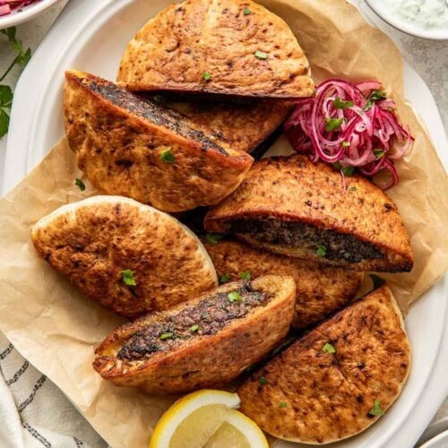 Juicy Pan-Fried Lamb Arayes with Yogurt Sauce - Well Seasoned Studio